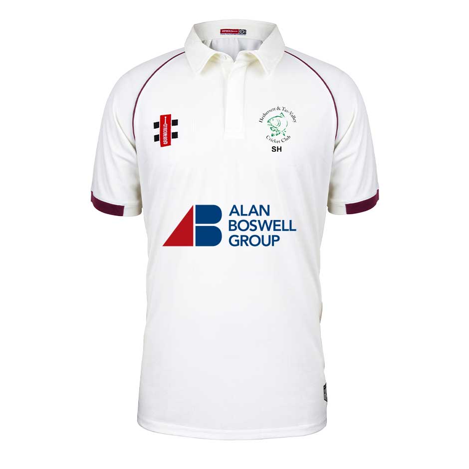 Hethersett & Tas Valley Matrix V2 Cricket Shirt Maroon Trim Short ...
