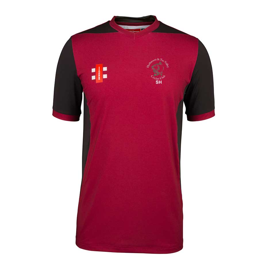 Hethersett & Tas Valley T20 Training Shirt Maroon/Black Short Sleeve ...