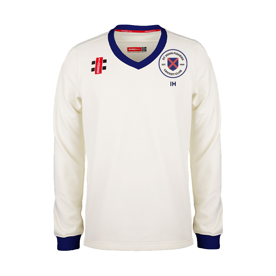 St John Fishers CC Pro Performance Match Sweater White Navy Trim | MR ...