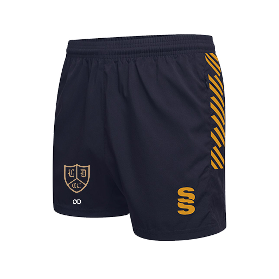 Little Downham CC Dual Shorts Navy Amber Stripes | MR Cricket Hockey