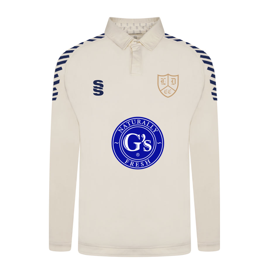 Little Downham CC Fuse Long Sleeve Match Shirt White Navy Stripes | MR ...