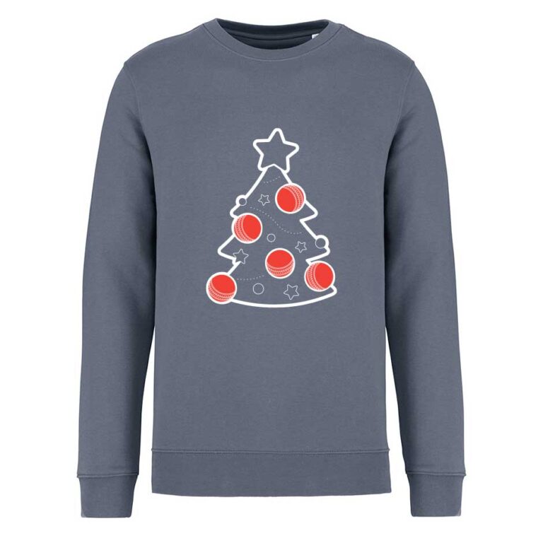 Organic Cricket Ball Christmas Tree Sweatshirt | MR Cricket Hockey