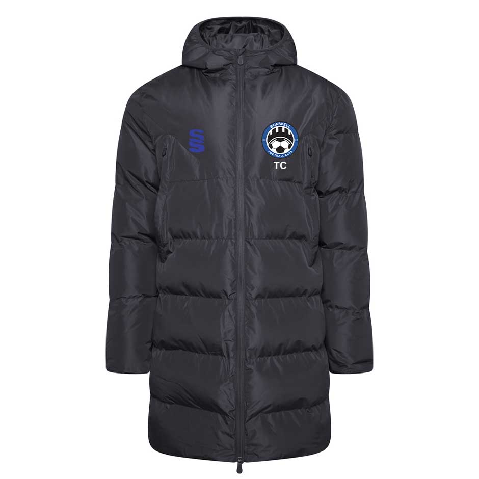 Burwell Football Club Active Padded Jacket Long - Black/Royal | MR ...