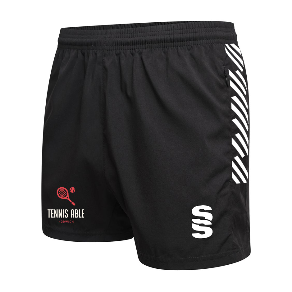 Tennis Able Dual Shorts Black/White Stripes | MR Cricket Hockey