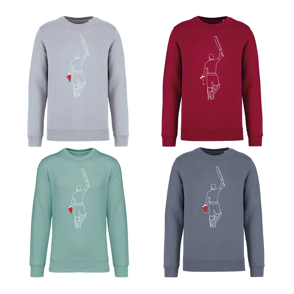 Organic Cricketer with Santa Hat Christmas Jumper | MR Cricket Hockey
