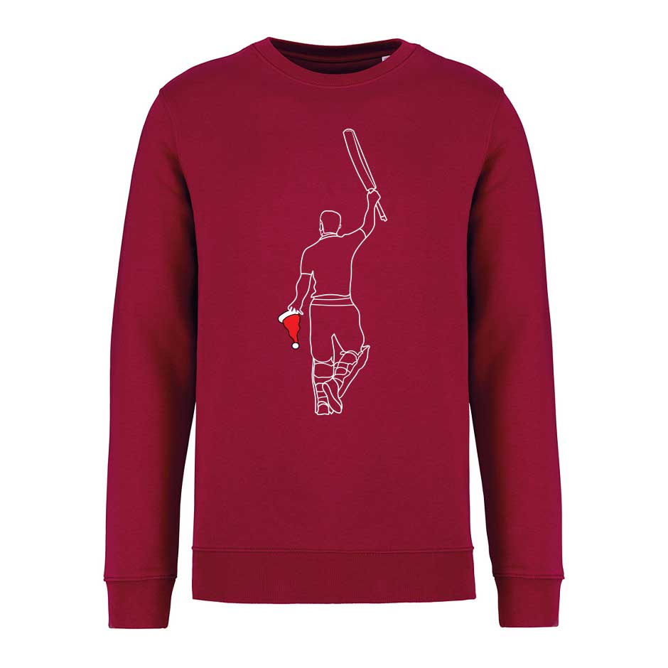 Organic Cricketer with Santa Hat Christmas Jumper | MR Cricket Hockey